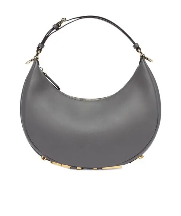 Fendi Leather Baguette Bag - Gray