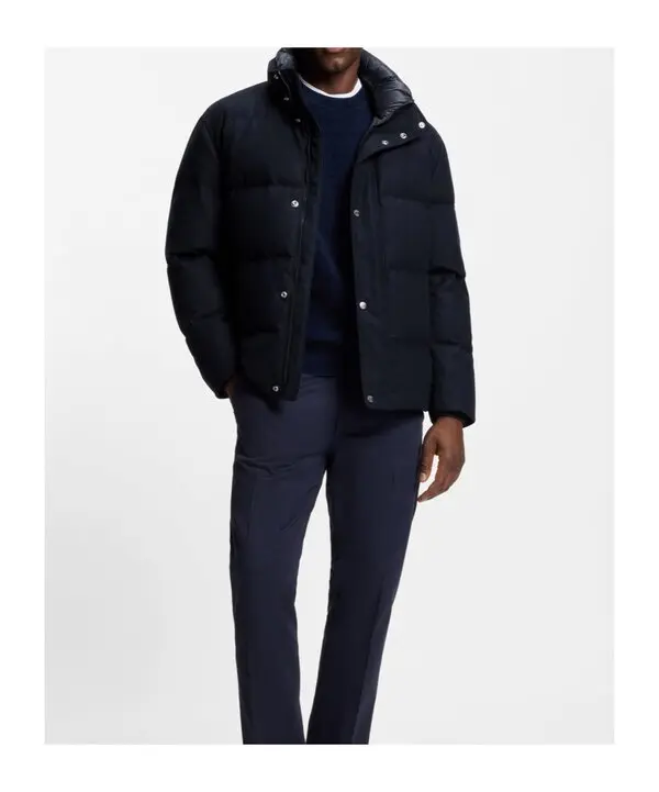 Hugo Boss Down Filled Flannel Jacket - Dark Blue