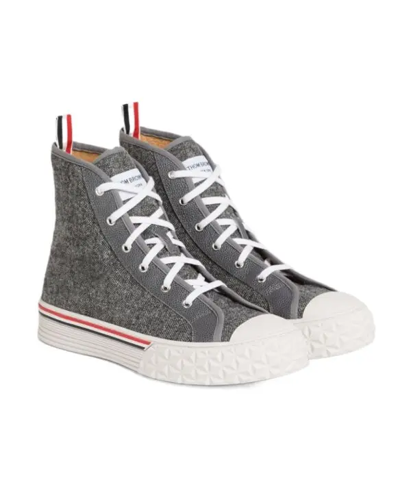 Thom Browne Collegiate High-top Sneakers With Striped Outsole And Buckle Detail