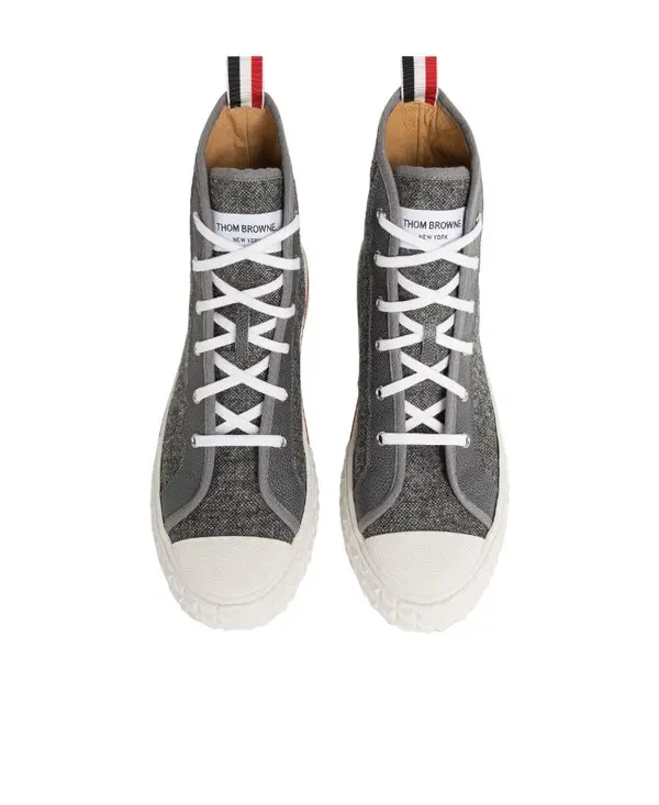 Thom Browne Collegiate High-top Sneakers With Striped Outsole And Buckle Detail
