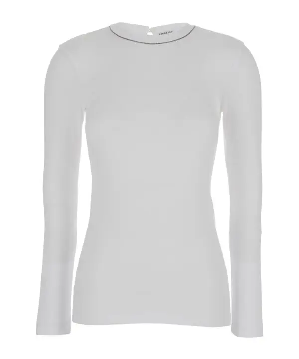 Brunello Cucinelli Embellished Knitted Jumper - White