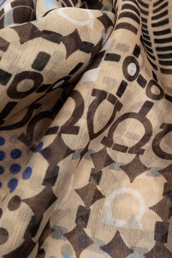 FERRAGAMO Pattern Silk Scarf - Nude