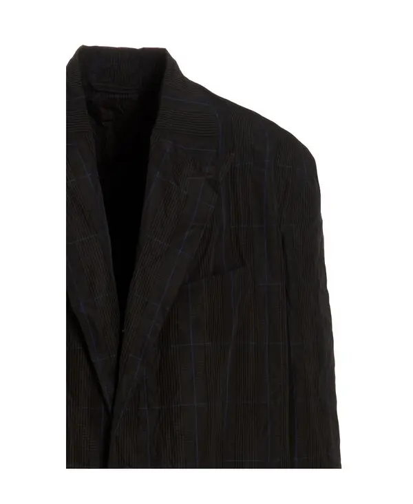 Balenciaga Checked Single-breasted Coat - Black