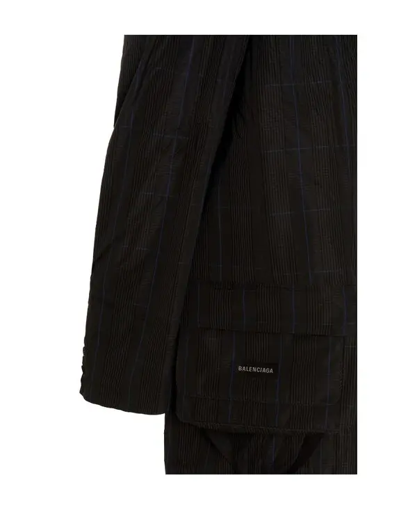 Balenciaga Checked Single-breasted Coat - Black