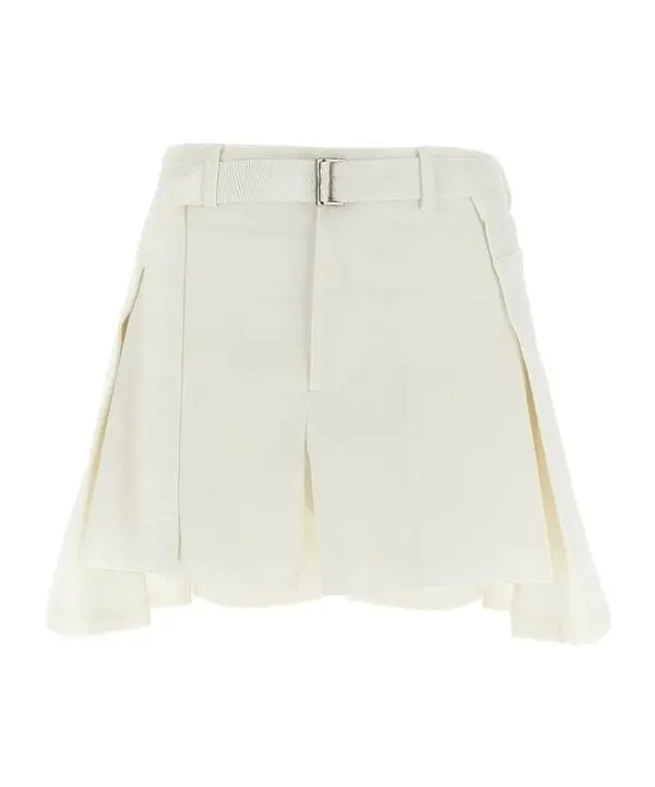 Sacai Belted Waist Shorts - White
