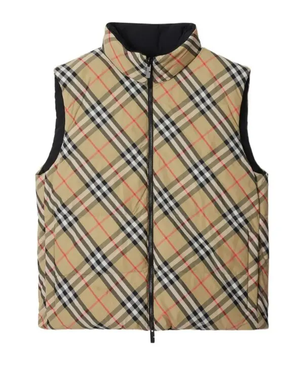 Burberry Checked Zipped Reversible Padded Gilet - Sand-colored