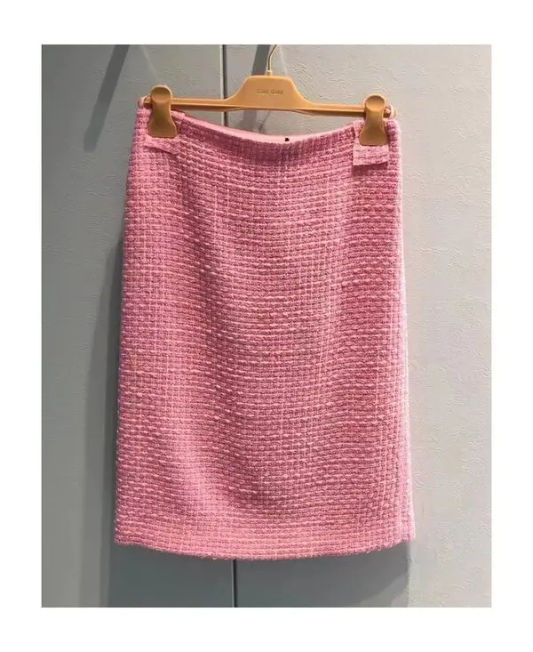 Miu Miu Textured Tweed Skirt - Pink