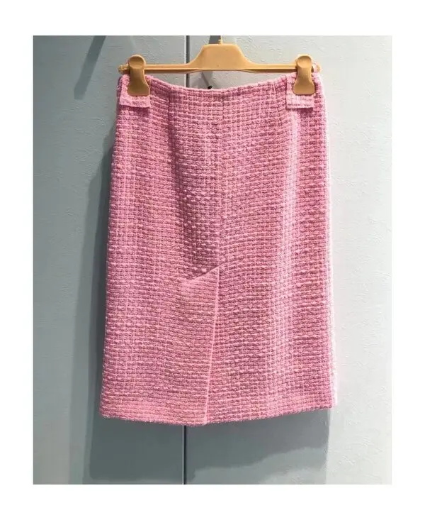 Miu Miu Textured Tweed Skirt - Pink