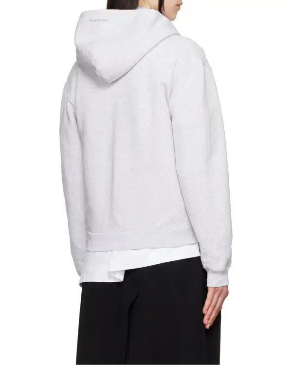 Acne Studios Organic Cotton Zip-up Hoodie With Face Logo Patch - White