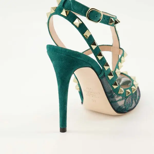Valentino Garavani Rockstud Lace Court Pumps