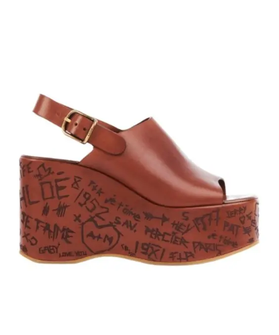 Chloé Maxime Wedge Sandals - Ginger Brown
