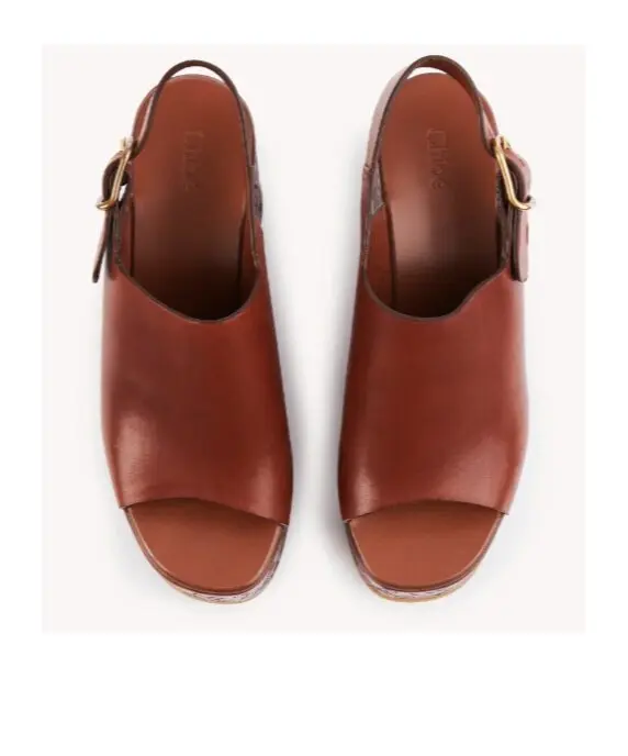 Chloé Maxime Wedge Sandals - Ginger Brown