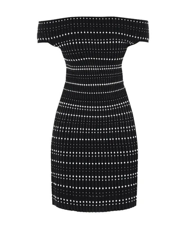 Alexander McQueen Off-shoulder Knitted Mini Dress