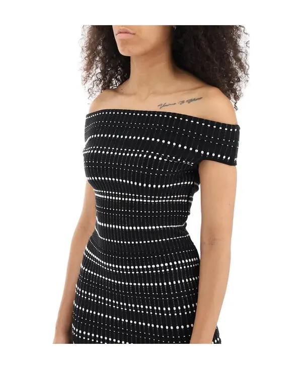 Alexander McQueen Off-shoulder Knitted Mini Dress