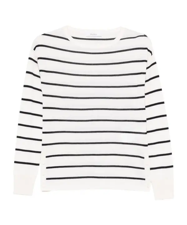 Max Mara Striped Long Sleeve Sweater - White