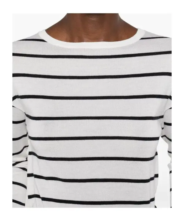 Max Mara Tabella Striped Long Sleeve Jumper - White