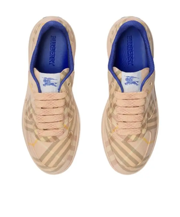 Burberry Checked Lace-up Sneakers - Nude