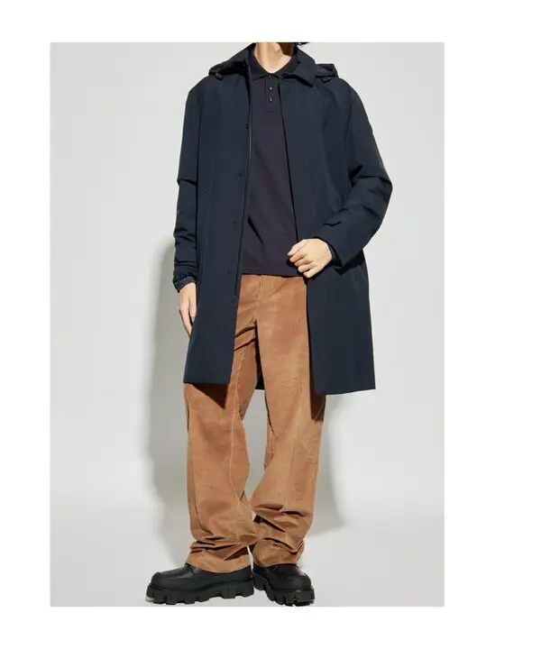 Moncler Hooded Zip-up Coat - Navy Blue