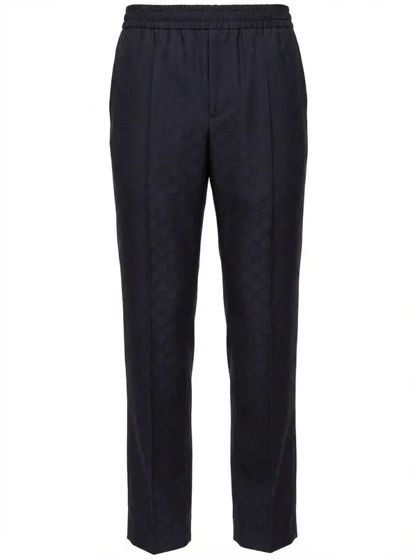 Gucci Gg Monogram Cropped Trousers - Blue