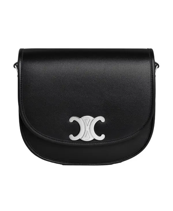 Celine Medium Besace Triomphe In Calfskin - Black