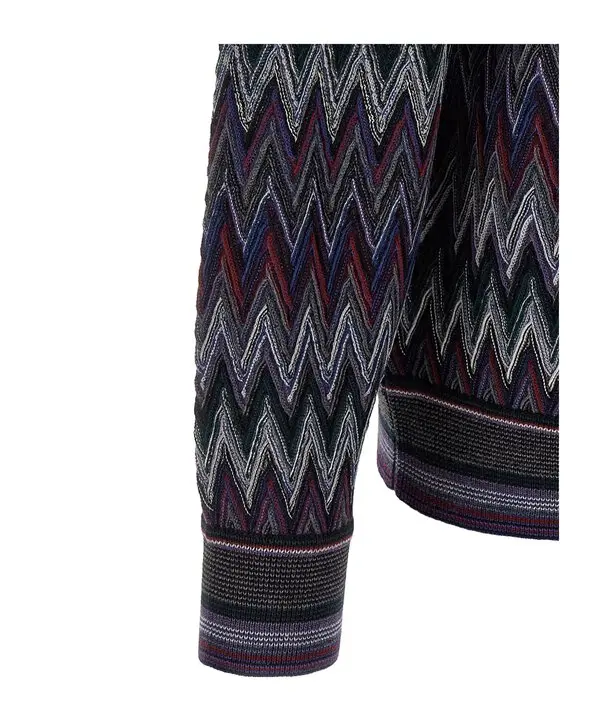 Missoni Crew Neck Sweater With 3d Jagged Pattern - Black