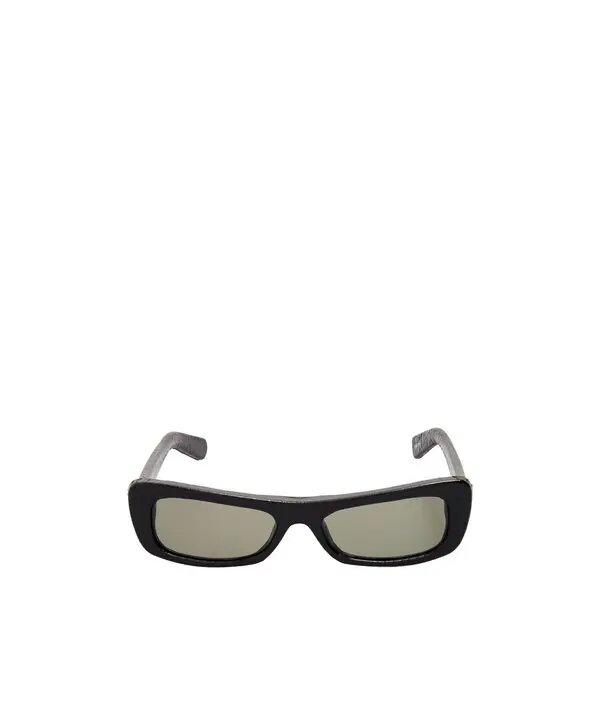 Jacquemus Capri Rectangular Crocodile-effect Sunglasses - Black