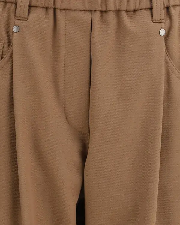 Brunello Cucinelli Elasticated High-rise Pleated Trousers - Brown