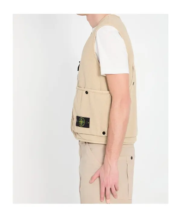 Stone Island Oversized Logo Patch Vest - Sand