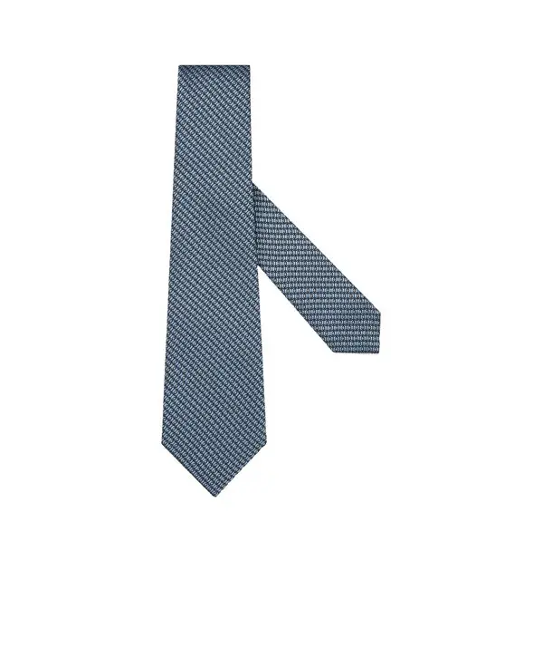 Zegna Geometric Jacquard Neck Tie - Light Blue