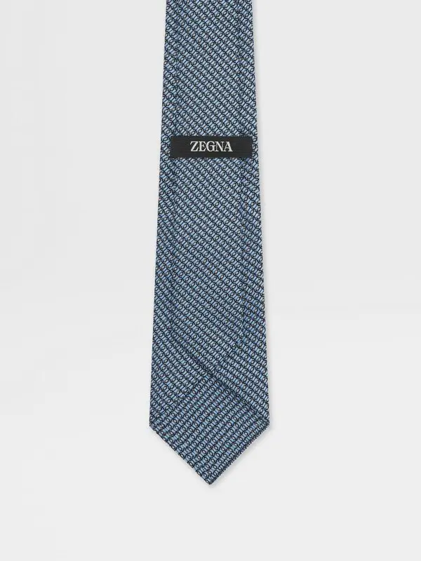 Zegna Geometric Jacquard Neck Tie - Light Blue