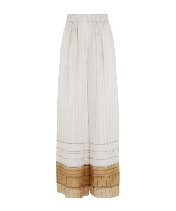 ALYSI Wide-leg Striped Trousers - White