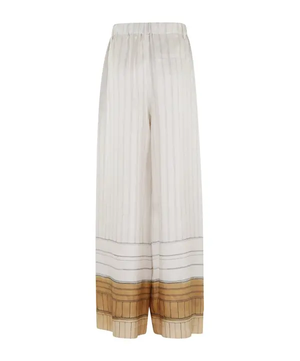 ALYSI Wide-leg Striped Trousers - White
