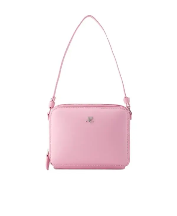 COURREGES Logo Zipper Shoulder Bag - Pink