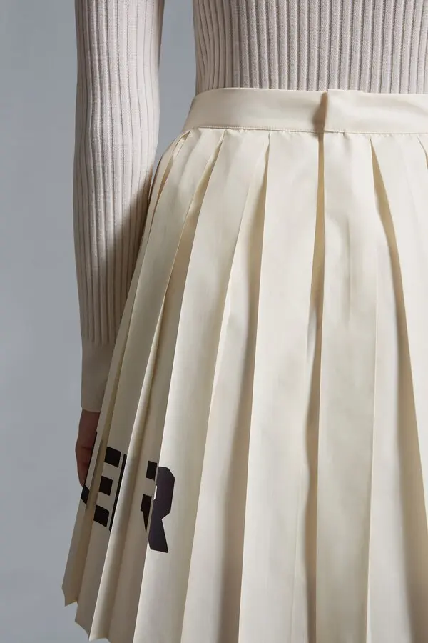 Moncler Pleated Taffeta Skirt With Logo Print