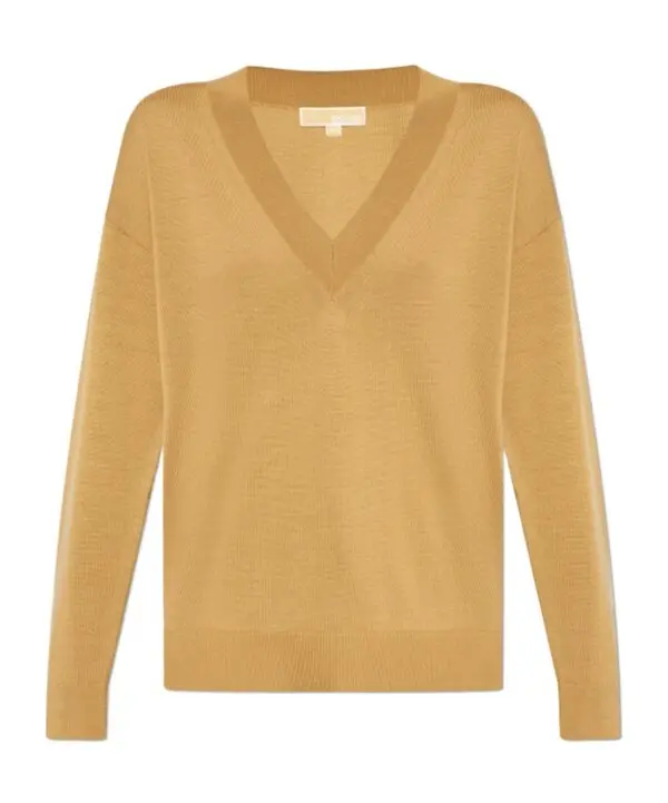 Michael Kors V-neck Logo Jumper - Yellow
