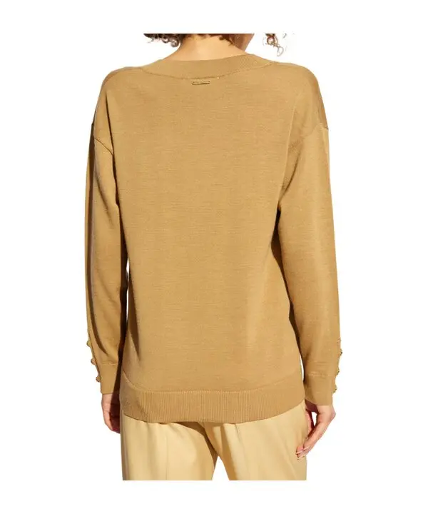 Michael Kors V-neck Logo Jumper - Yellow