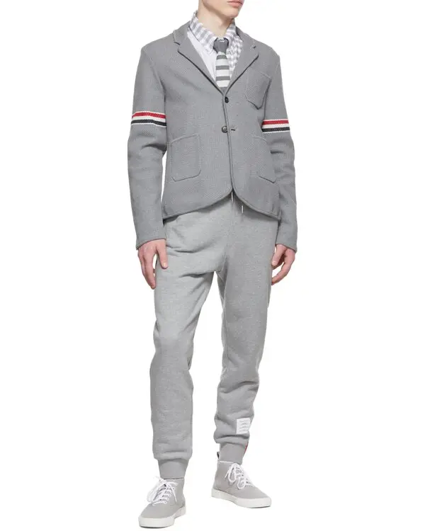Thom Browne Rwb Stripe Track Pants - Light Gray