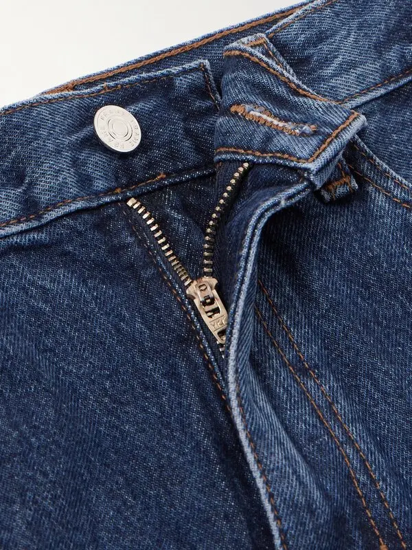 FRAME Button Detailed Straight Leg Jeans - Blue