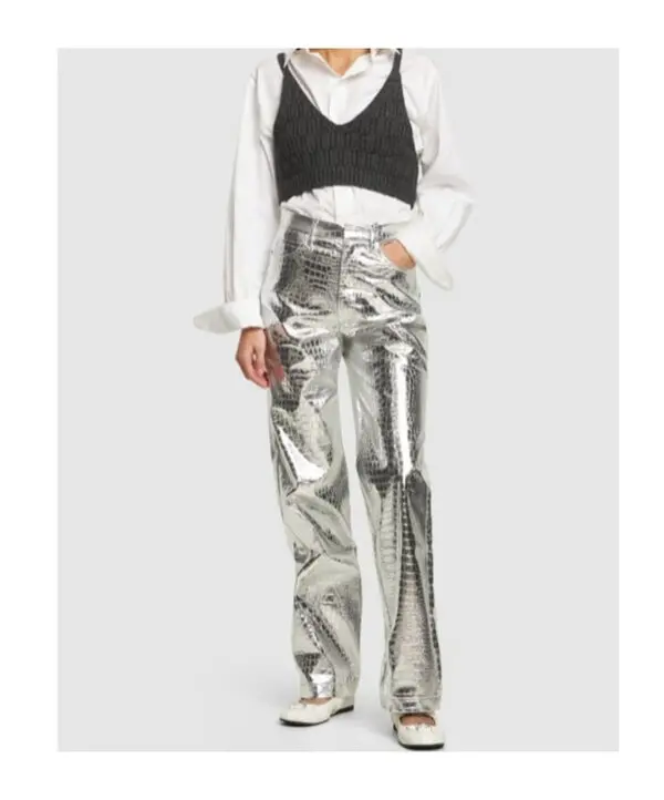 ROTATE BY BIRGER CHRISTENSEN Textured Metallic Viscose Pants