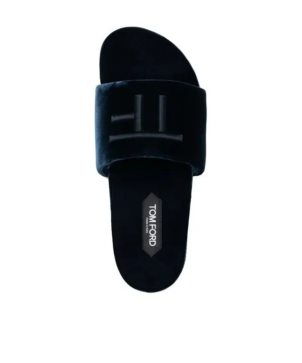 TOM FORD Embroidered Logo Detail Slides - Black