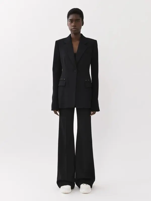 Chloé Bell-shaped Wool Blazer With Studded Pockets