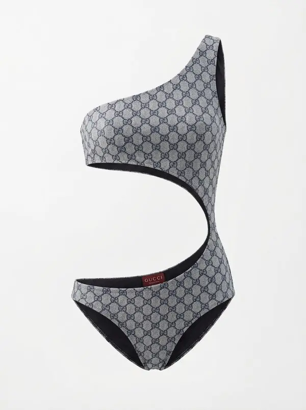 Gucci Asymmetrical Cut-out One-piece Swimsuit - Gray