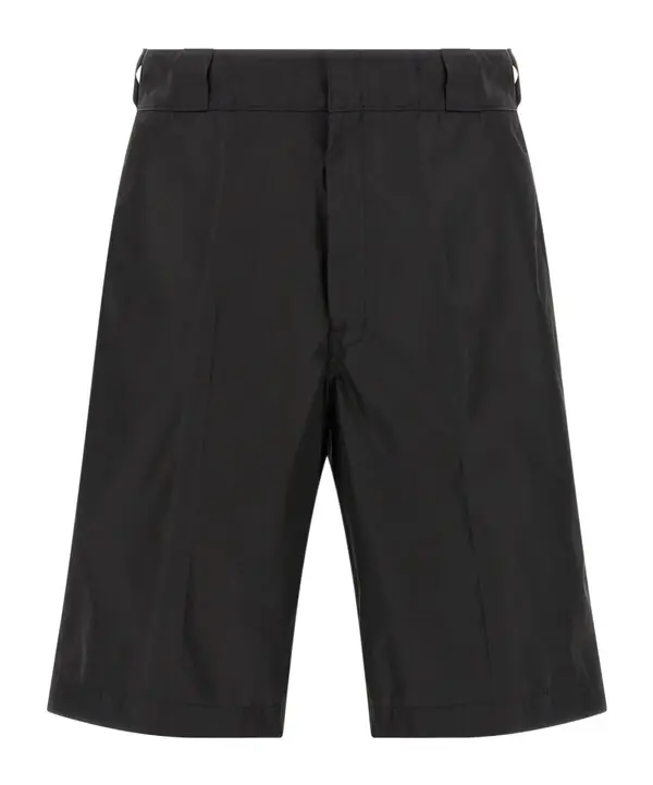 Prada Logo Plaque Bermuda Shorts - Black