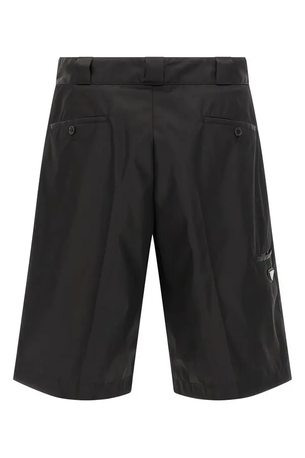 Prada Logo Plaque Bermuda Shorts - Black