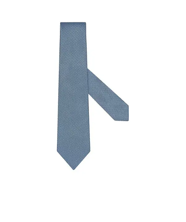 Zegna Geometric Jacquard Neck Tie - Light Blue