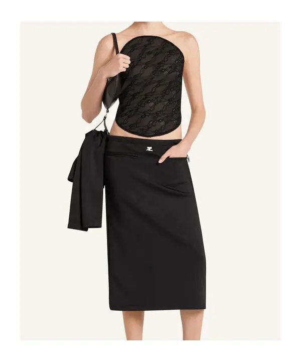 COURREGES Fitted Lace Bodysuit With Logo Detail - Black
