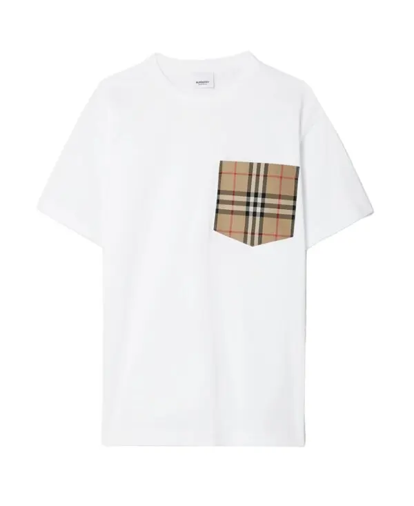 Burberry Checked Pocket Crewneck T-shirt - White