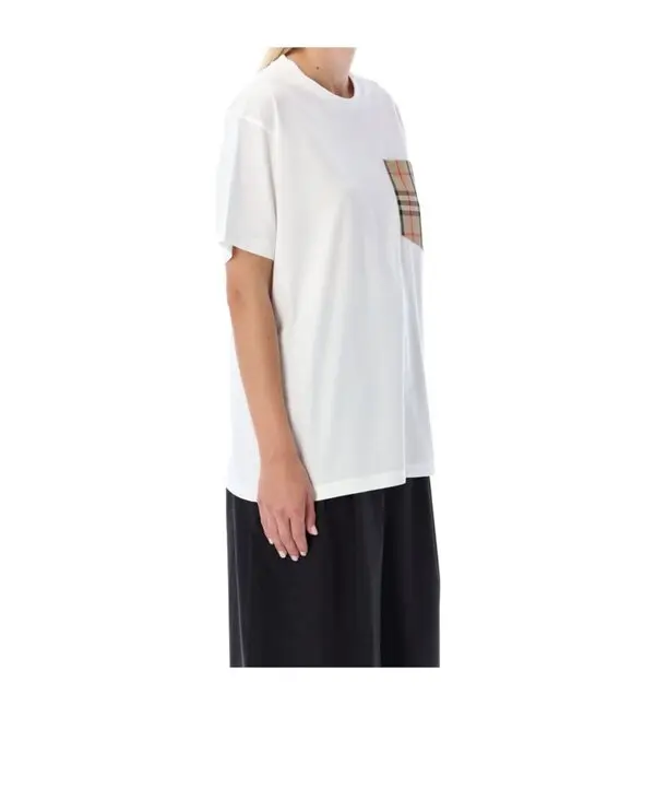 Burberry Checked Pocket Crewneck T-shirt - White