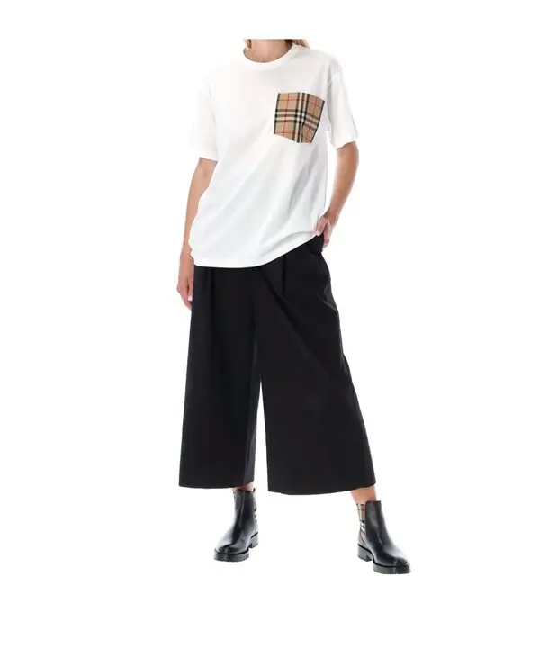 Burberry Checked Pocket Crewneck T-shirt - White