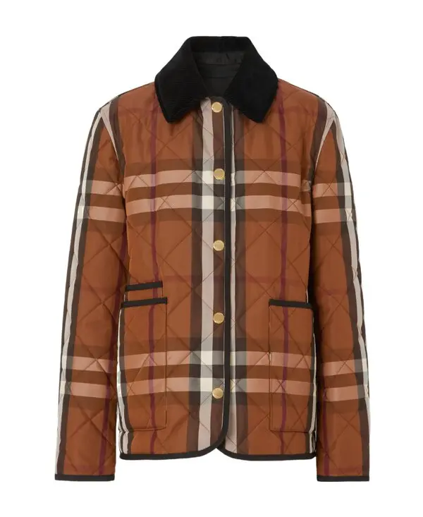 Burberry Checked Diamond-quilted Fitted Jacket